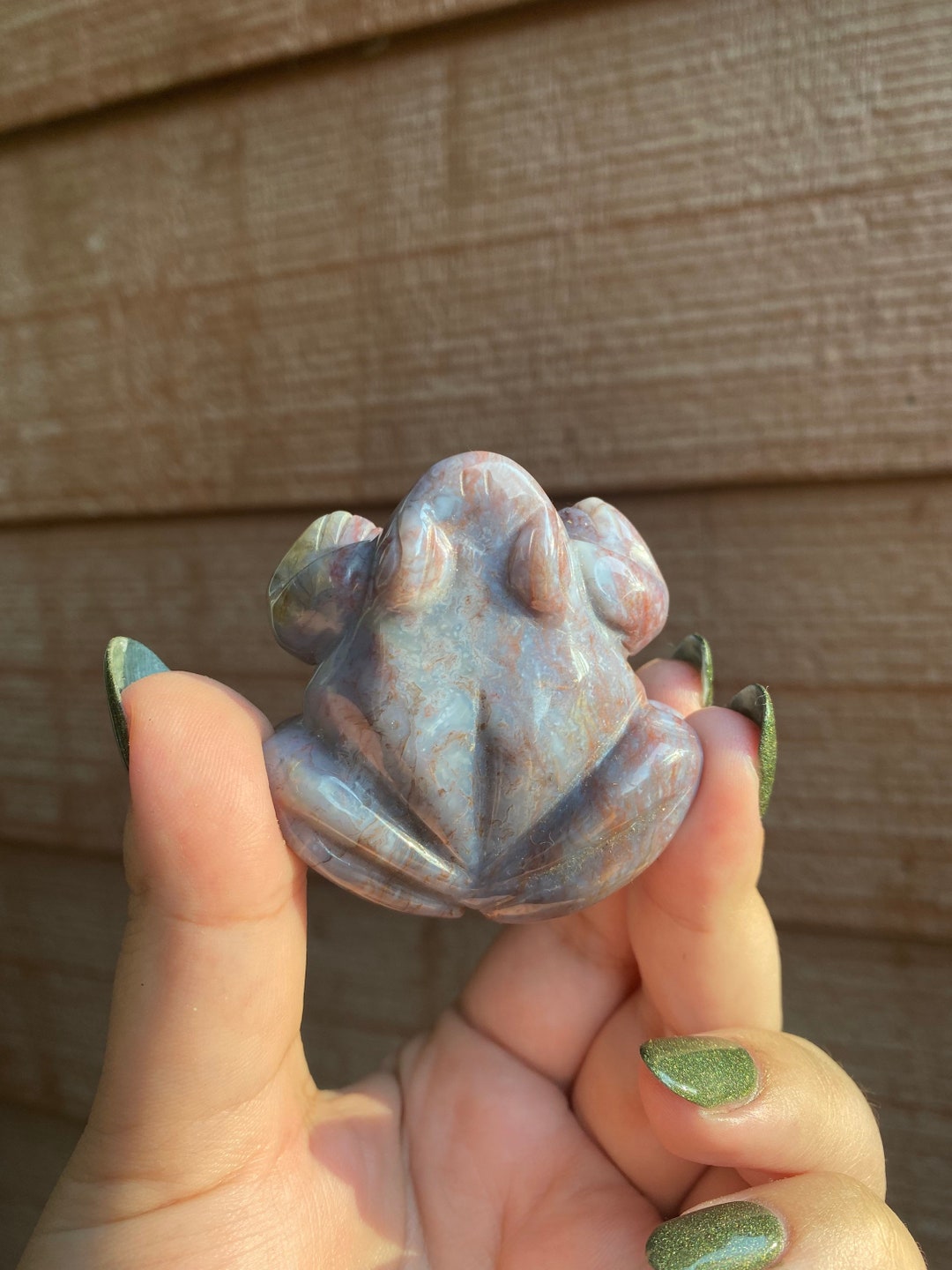 Sea (ocean) Jasper // Hand Carved Frog // Cute Frog Carving // Spring ...
