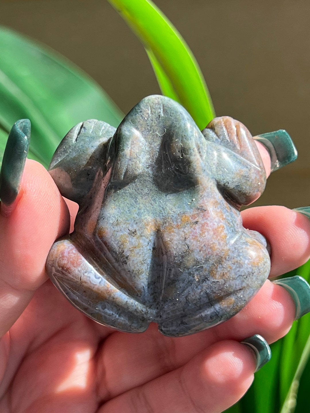 Hand Carved Moss Agate Frog // High Quality // Manifestation ...