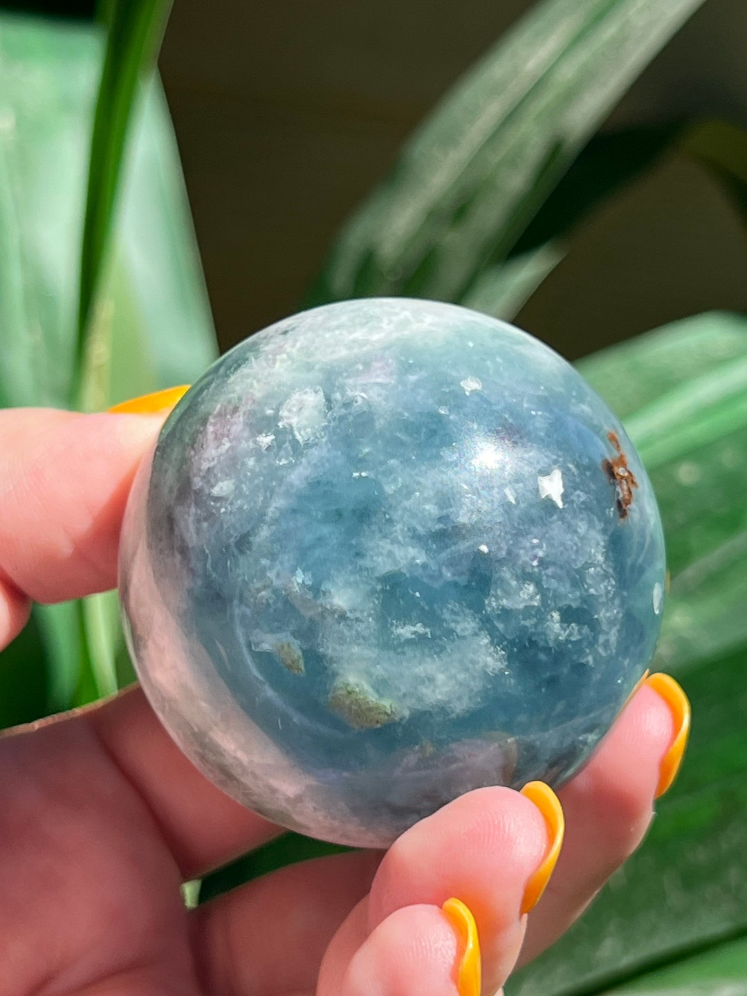 Rare Snowflake Fluorite Sphere // Fluorite With Scolecite Inclusions ...