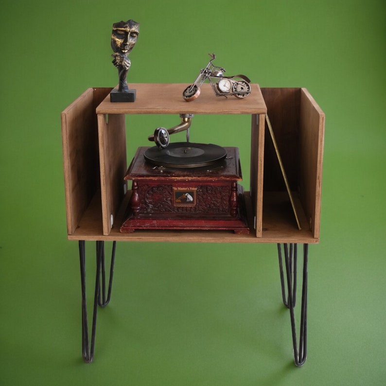 Handmade Wooden Record Player Shelf Vinyl Record Storage, Turntable ...