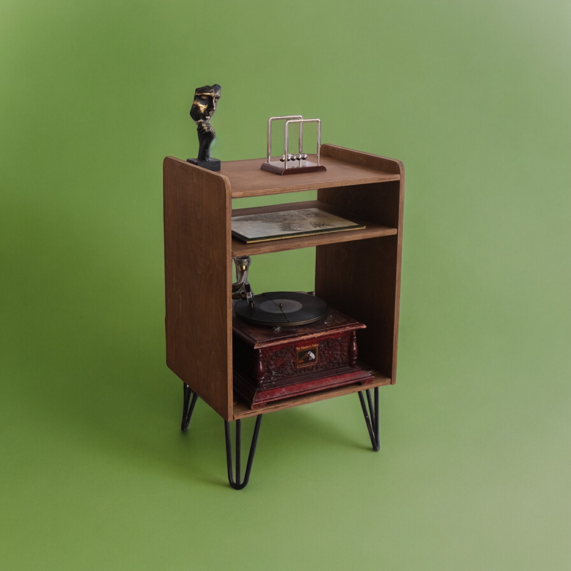 Wooden Record Player Stand, Handcrafted Birch Wood, Stylish Turntable ...