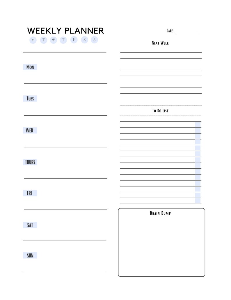Printable Downloads Schedule Daily Planner Weekly Planner - Etsy
