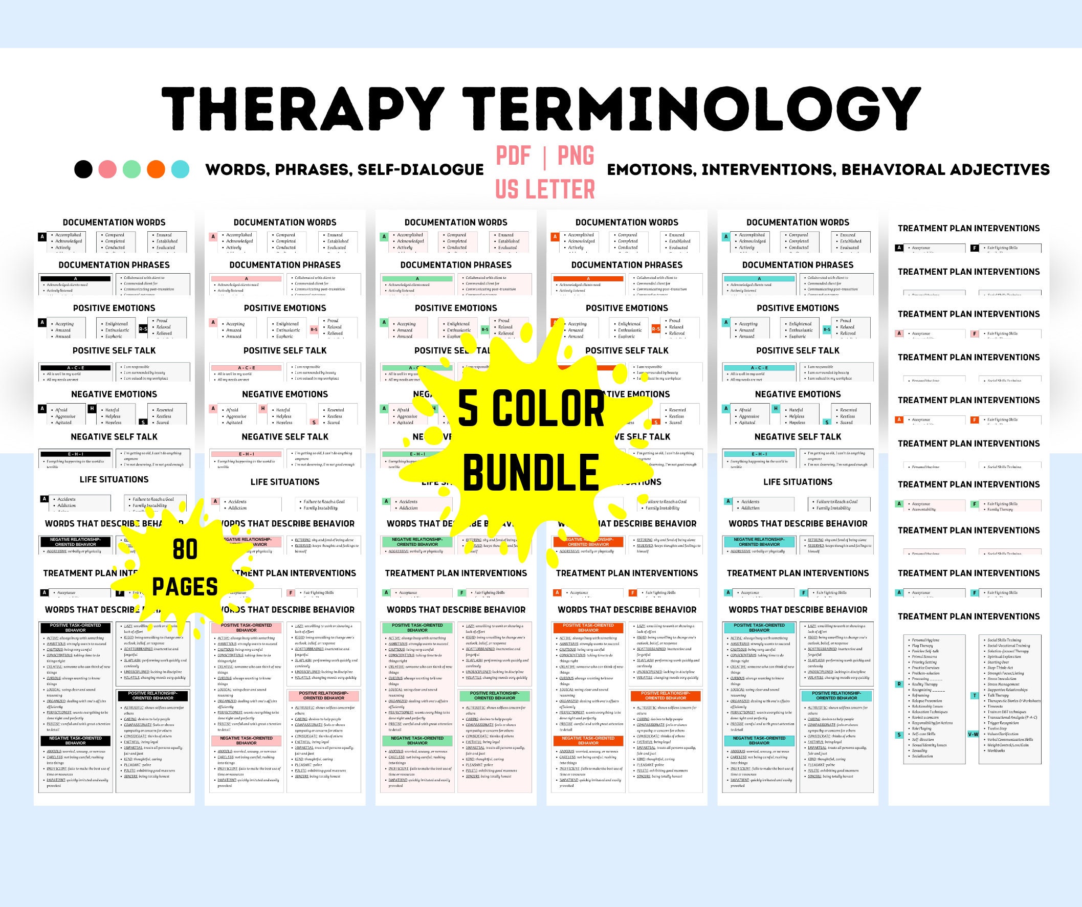 Therapy Bundle, Goals, Interventions, Questions, and Documentation ...