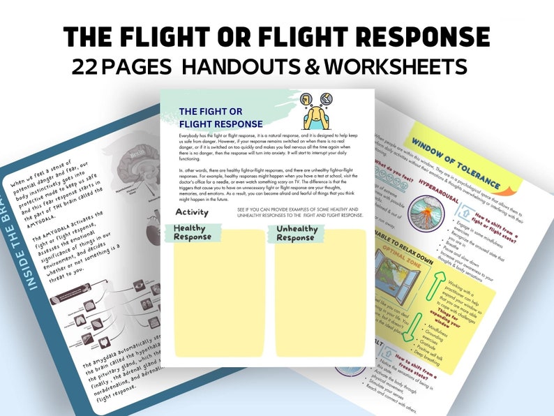 Fight or Flight Response Therapy Worksheets, Stress Management ...