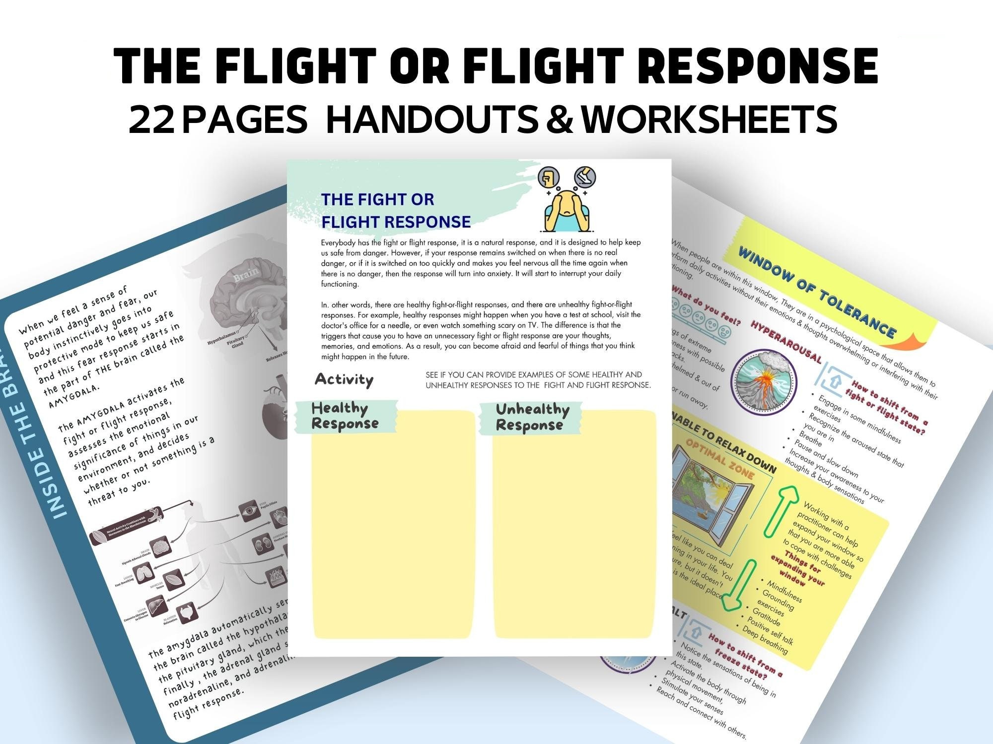 Fight or Flight Response Therapy Worksheets, Stress Management ...