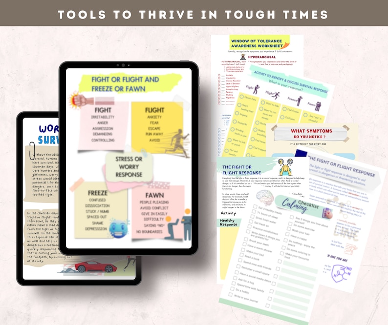 Fight or Flight Response Therapy Worksheets, Stress Management ...