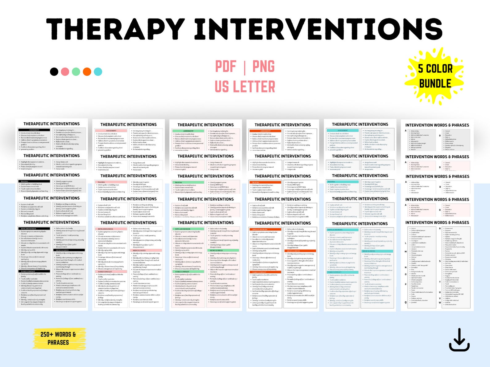 Therapy Intervention List Bundle, Clinical Reference (PDF) - Etsy