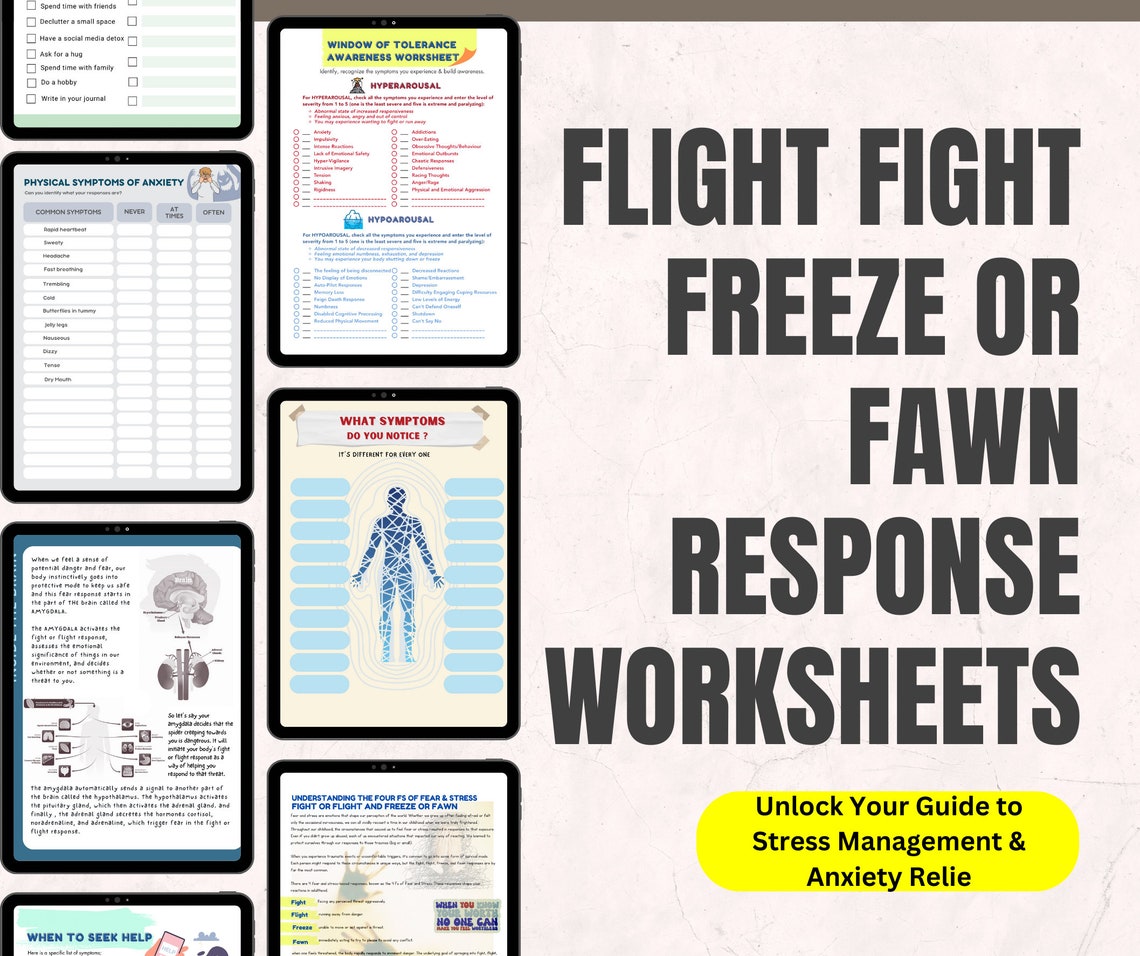 Fight or Flight Response Therapy Worksheets, Stress Management ...