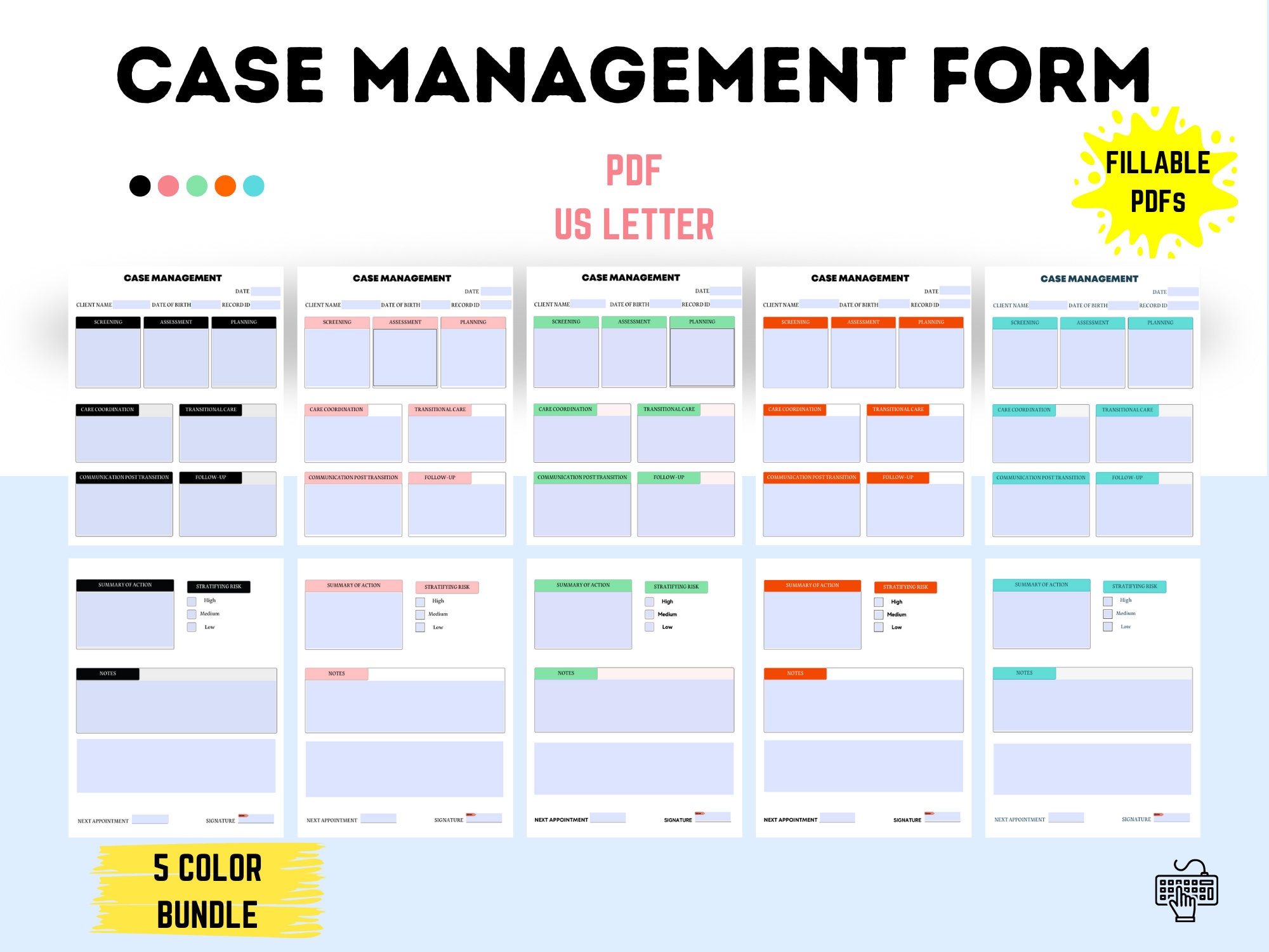 Fillable Case Management Form Bundle | Progress Notes, Digital Client ...