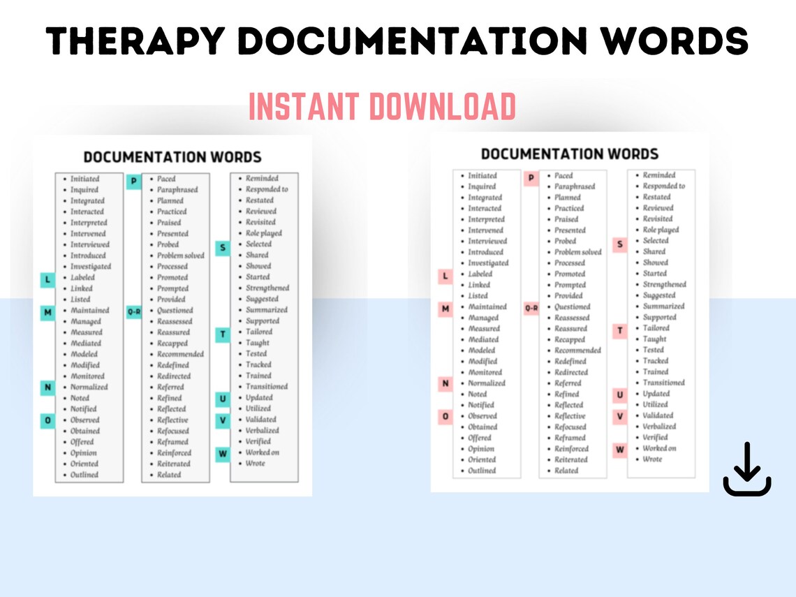 Therapeutic Intervention Words & Phrases for Clinical Report Writing ...