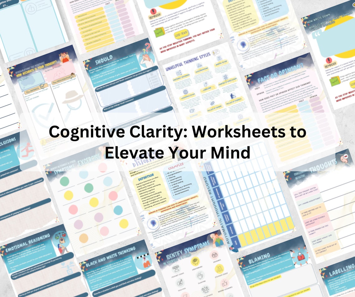 Cognitive Distortions Therapy Worksheets, Challenge Unhelpful Thinking ...