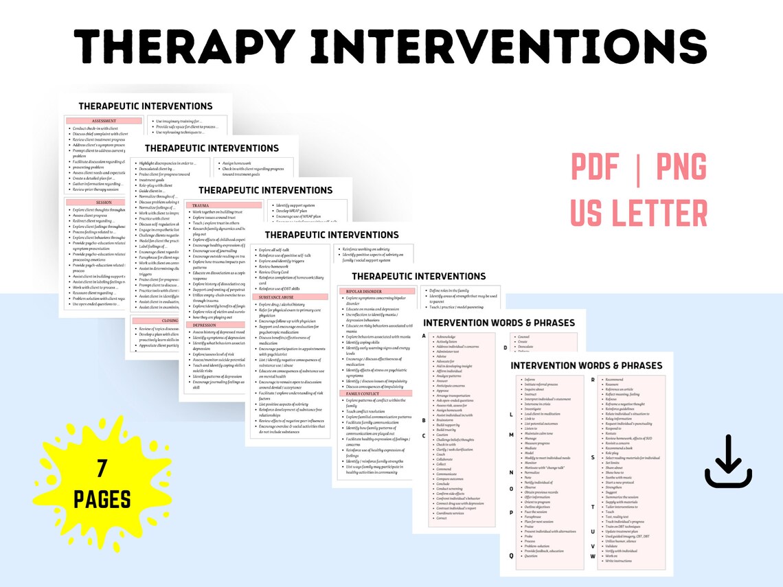 Therapy Intervention List, Therapy Cheat Sheets, Mental Health Desk Top ... Therapy Intervention List, Therapy Cheat Sheets, Mental Health Desk Top ...