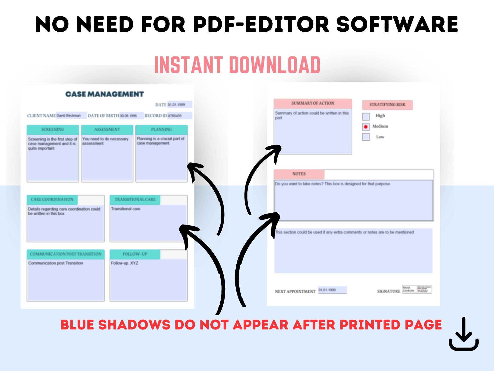 Fillable Case Management Form Bundle | Progress Notes, Digital Client ...