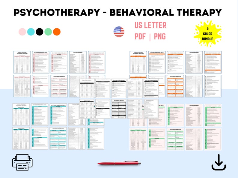 Psychotherapy Notes, Therapist Cheat Sheets, CPT Codes, Icd-10,mental ...