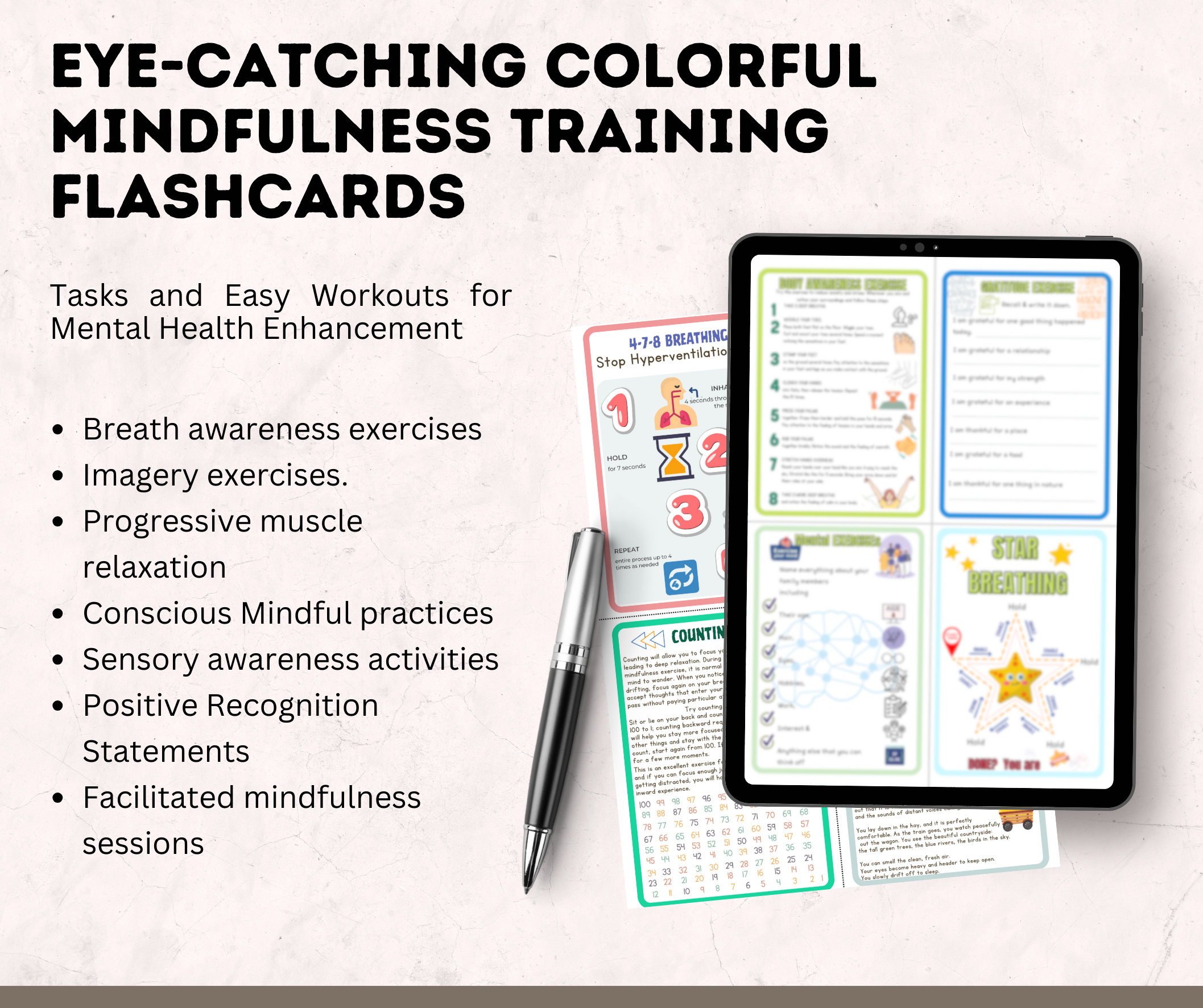 Mindfulness Cards for Mental Health, Therapy Office Decor, Therapy ...