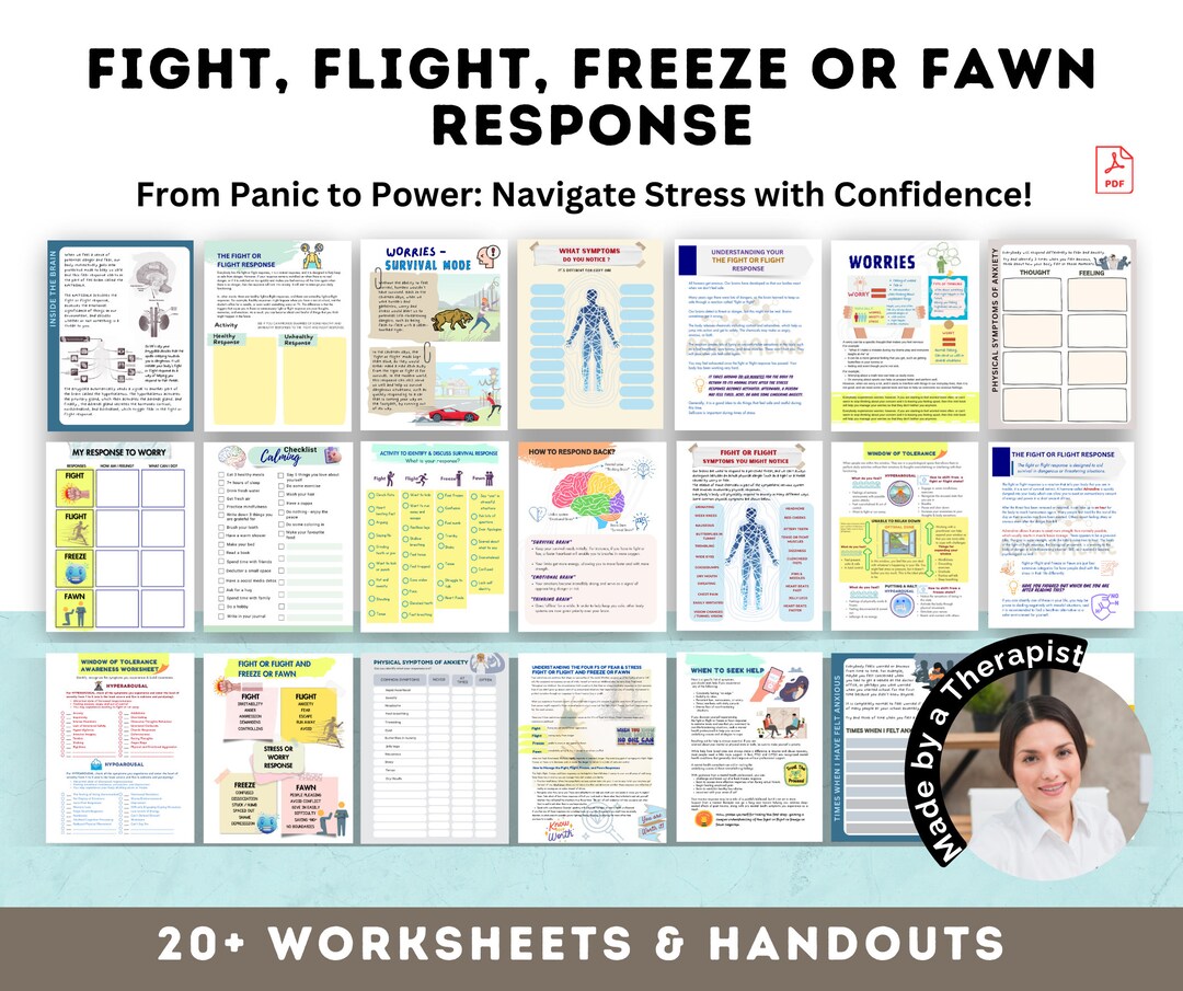 Fight or Flight Response Therapy Worksheets, Stress Management ...