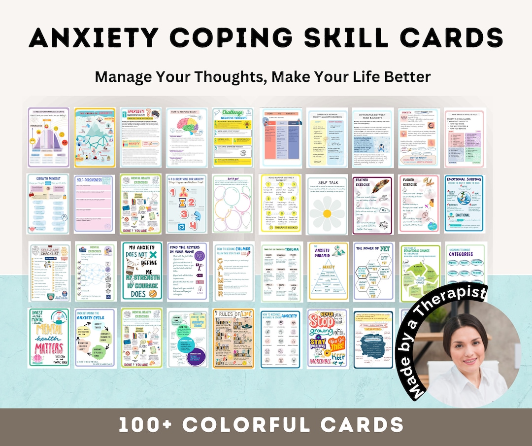 Anxiety Cards, Coping Skills, Mindfulness Cards, DBT, Social Emotional ...