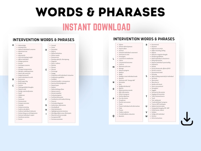 Therapy Interventions List, Mental Health Reference (PDF) - Etsy