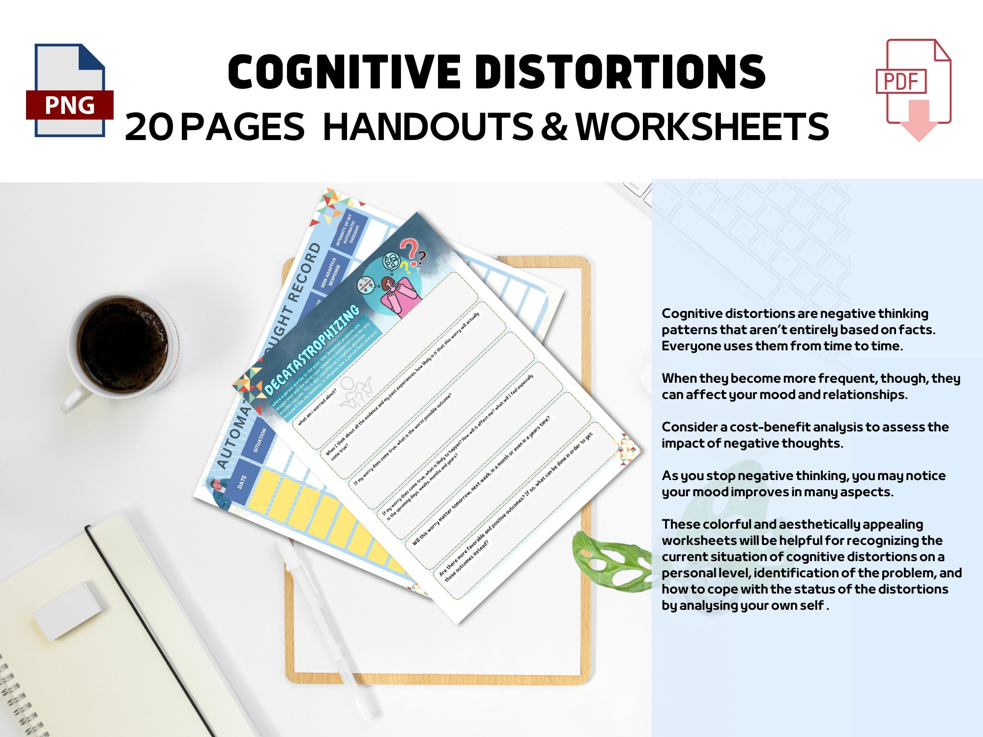 Cognitive Distortions Therapy Worksheets, Challenge Unhelpful Thinking ...