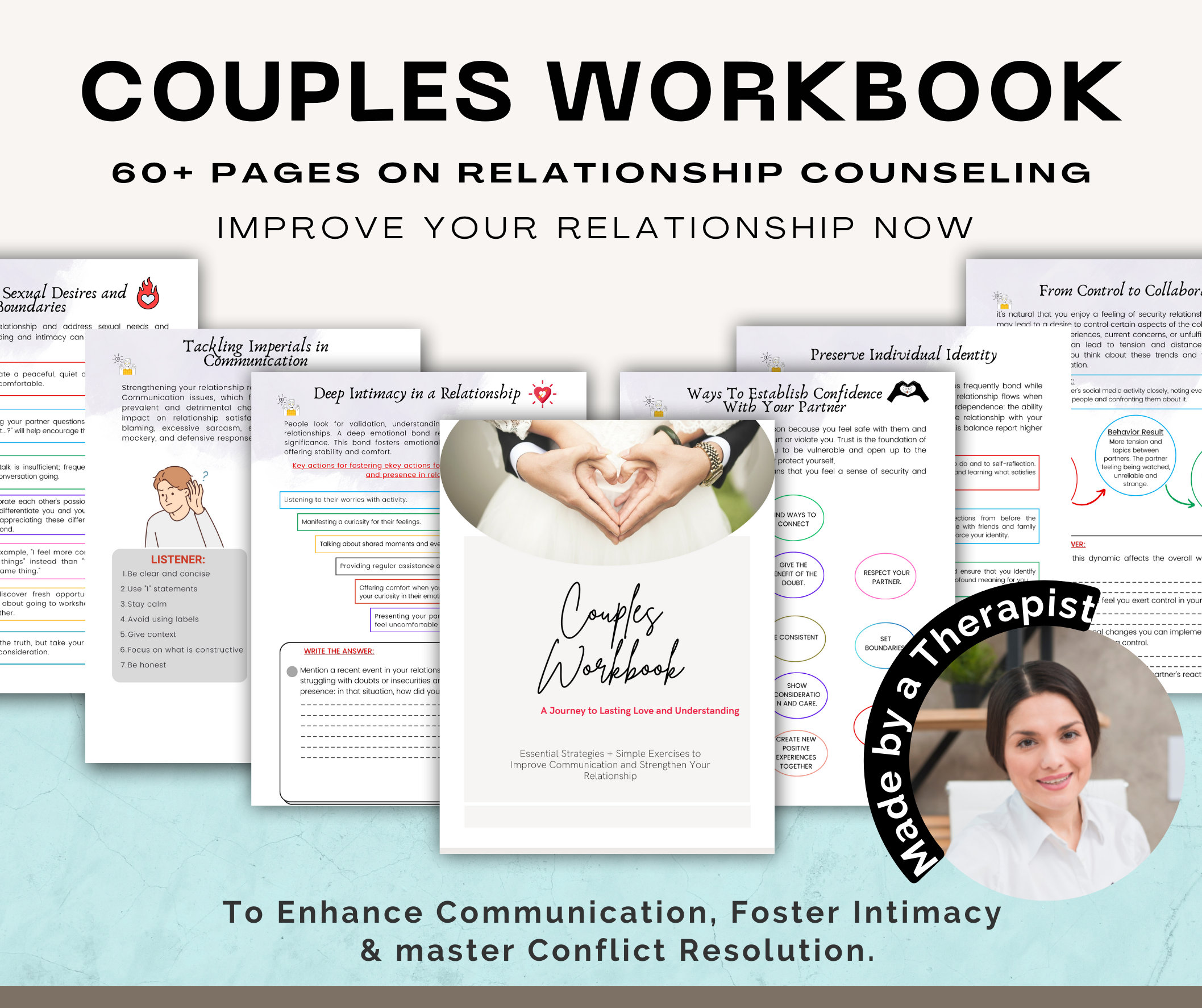 Couples Therapy Workbook, Worksheets for Marriage Counseling Therapy ...
