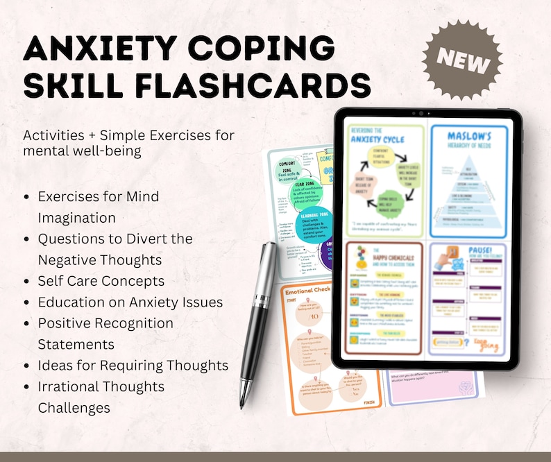 Anxiety Cards, Coping Skills, Mindfulness Cards, DBT, Social Emotional ...
