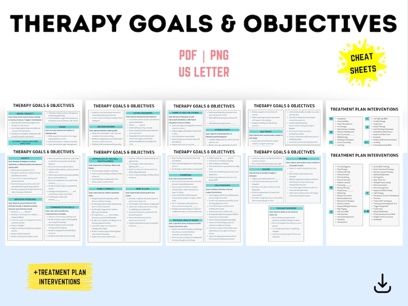 Therapy Goals & Objectives, Therapist Tool for Goal Setting, Treatment ...
