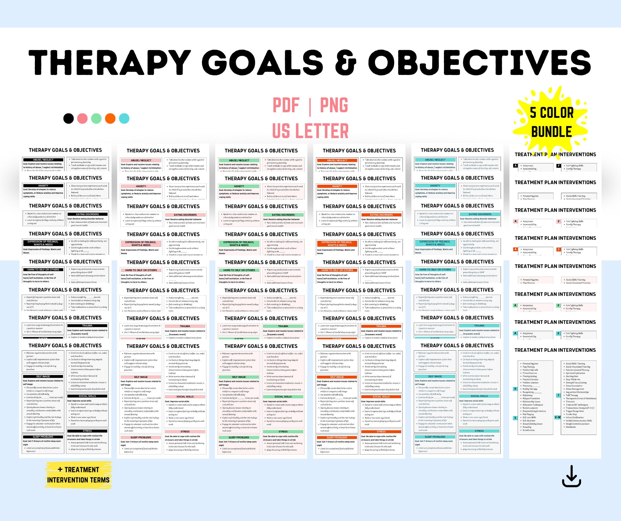 Therapy Bundle for Therapy Intervention, Goals & Objectives, Treatment ...