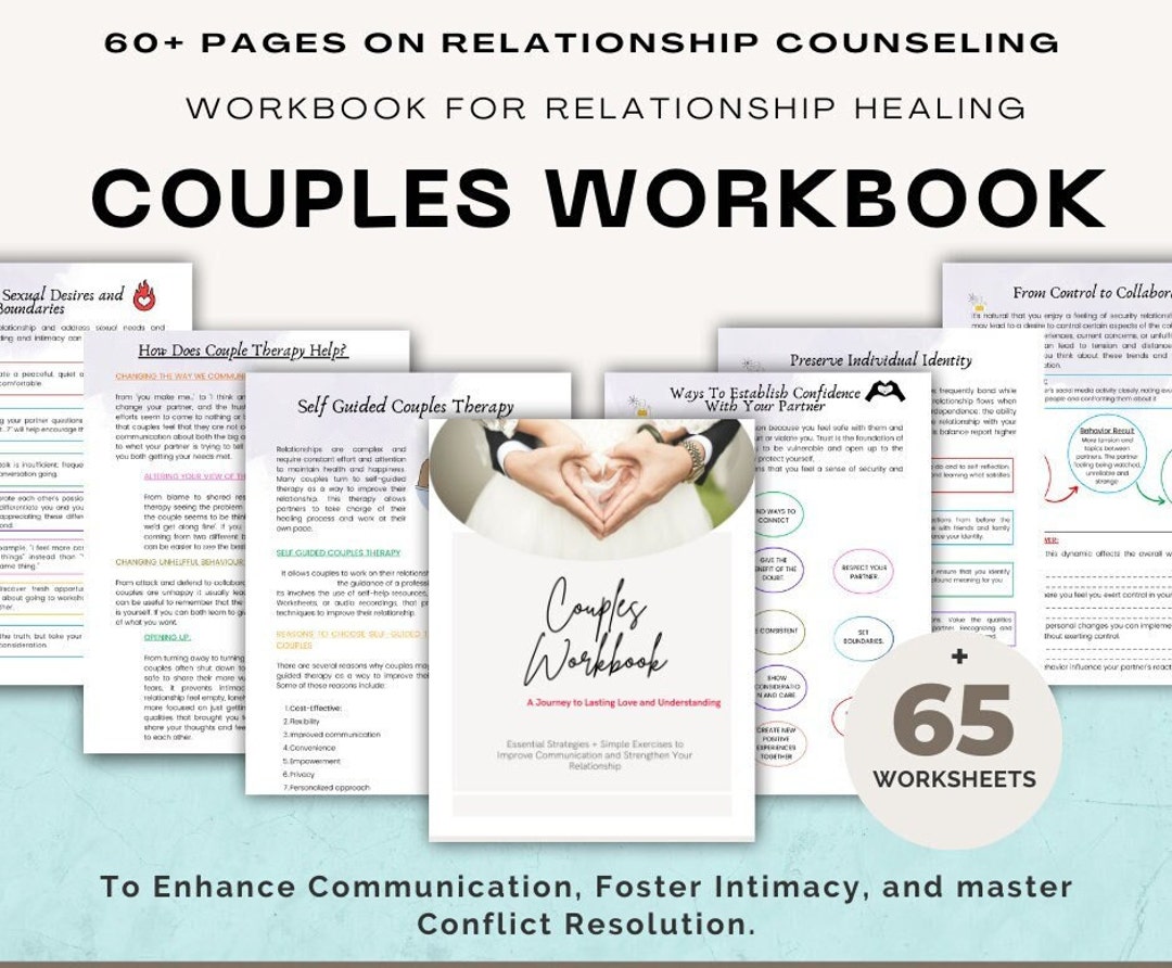 Couples Therapy Workbook, Worksheets for Marriage Counseling Therapy ...