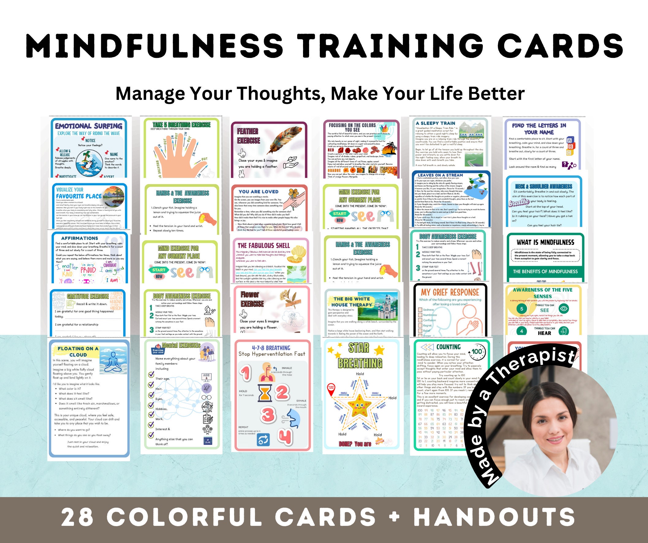 Mindfulness Cards for Mental Health, Therapy Office Decor, Therapy ...