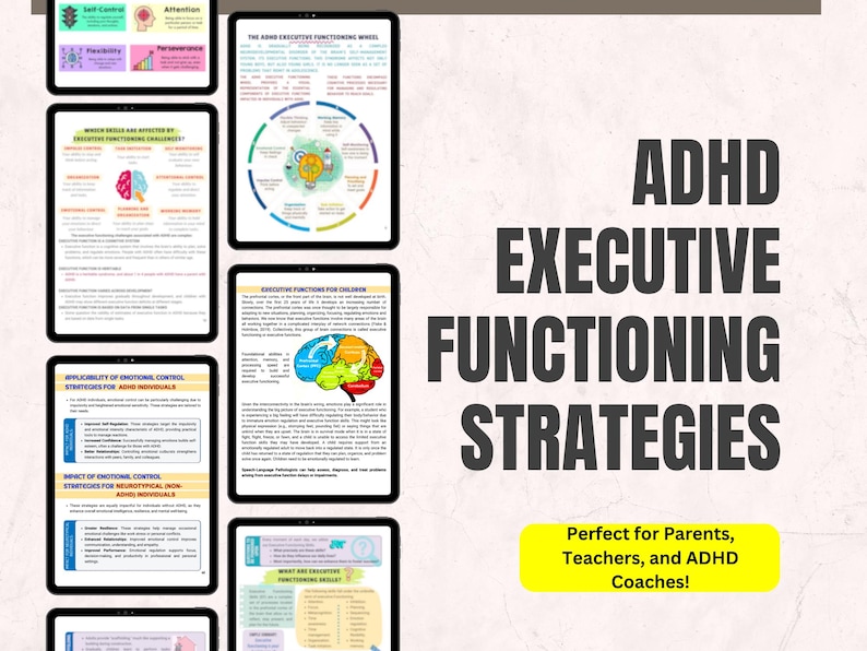 ADHD Executive Functioning Strategies, Coping Skills Guide (PDF) - Etsy