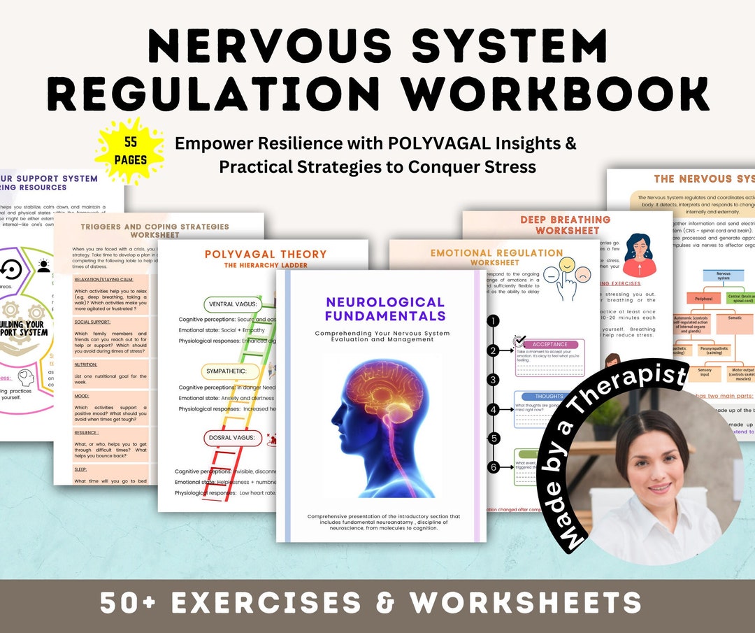 Nervous System Regulation Workbook & Worksheet Bundle, Polyvagal Theory ...