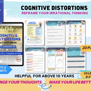Cognitive Distortions Therapy Worksheets, Challenge Unhelpful Thinking ...