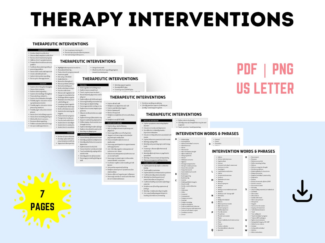 Therapeutic Interventions, Therapy Intervention List, Clinical Therapy ...