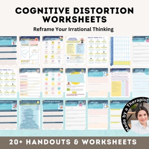 Cognitive Distortions Therapy Worksheets, Challenge Unhelpful Thinking ...