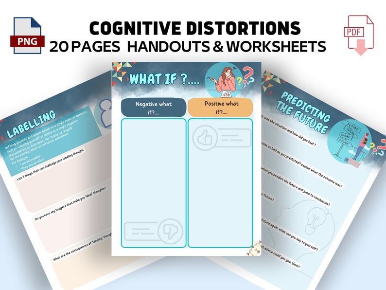 Cognitive Distortions Therapy Worksheets, Challenge Unhelpful Thinking ...