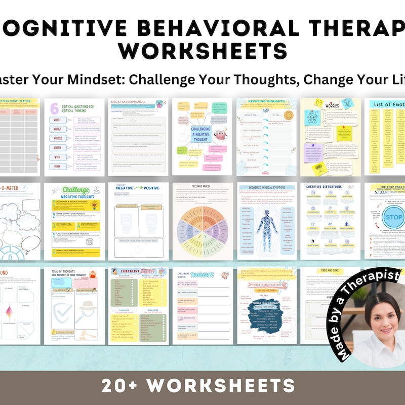 Cognitive Behavioral Worksheets for Adults - Etsy