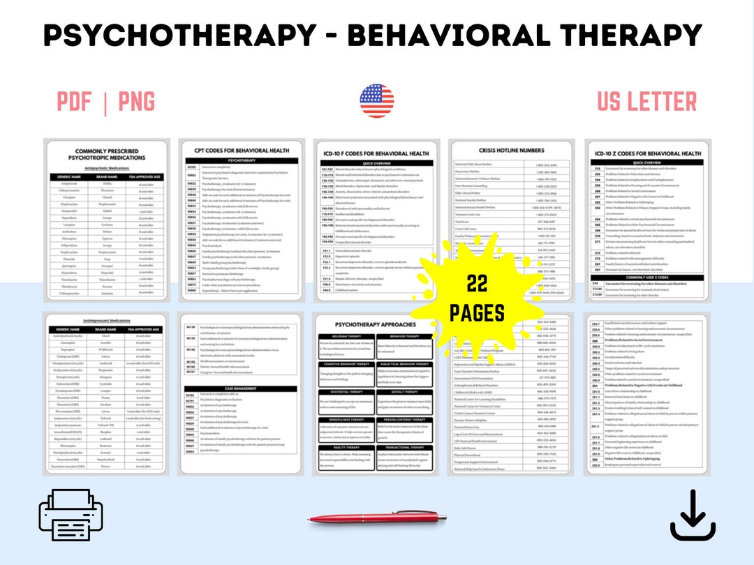 Therapist Cheat Sheet Bundle, Psychotherapy Documentation, Mental ...