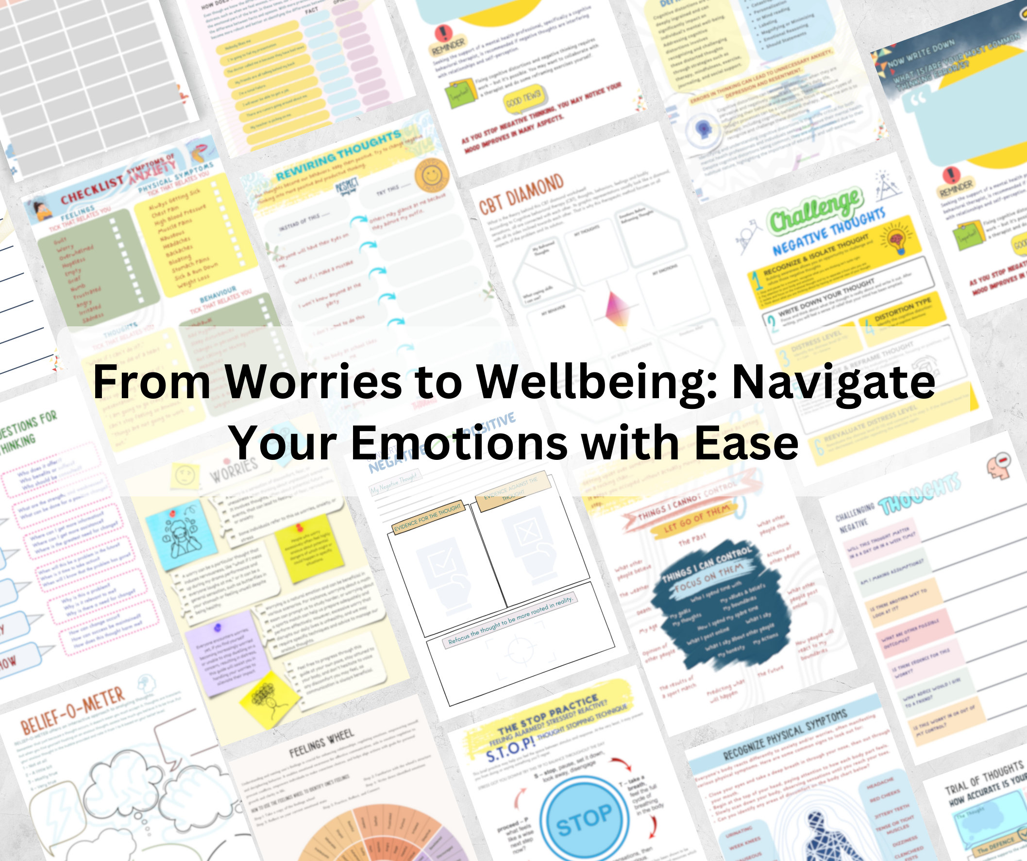 Cognitive Behavior Therapy CBT Worksheets, Thought Challenging, Mental ...