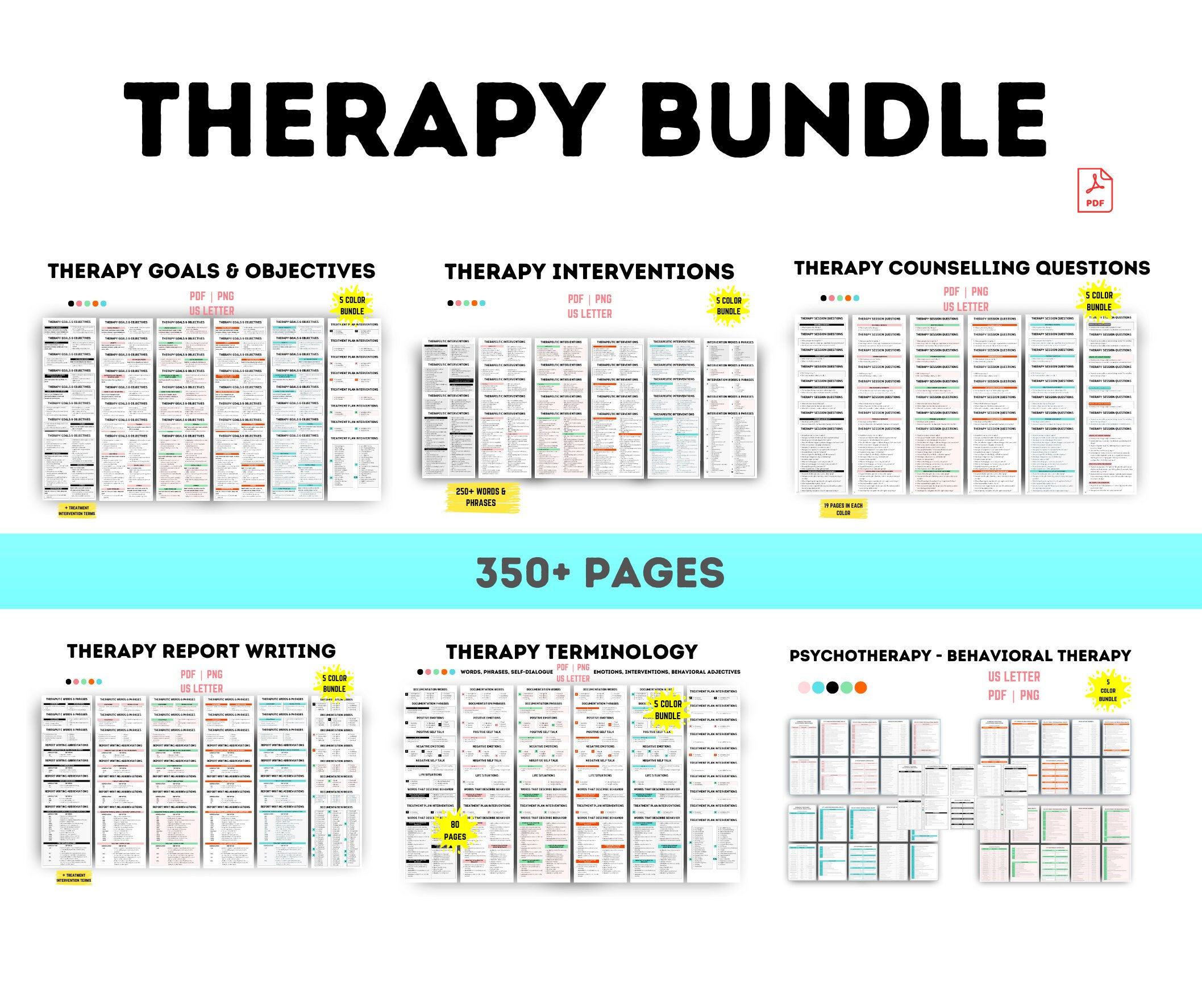 Therapy Bundle for Therapy Intervention, Goals & Objectives, Treatment ...