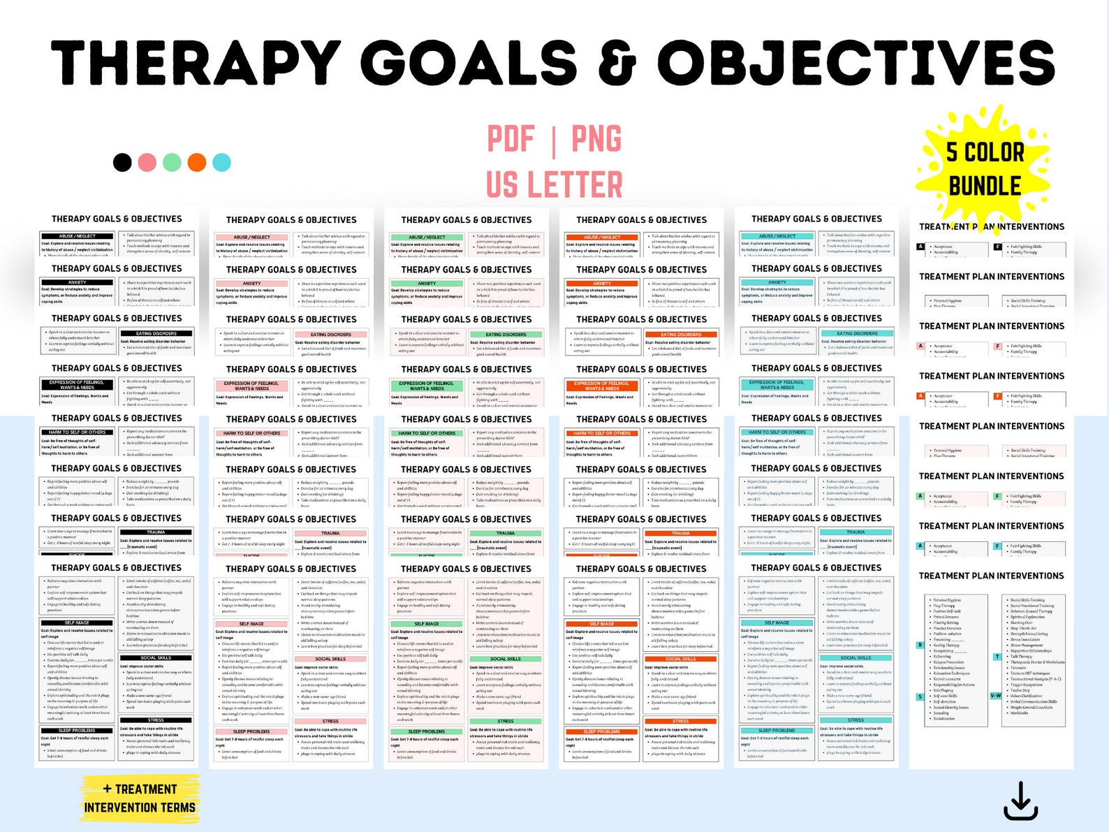 Therapy Goals and Objectives Bundle, Cheat Sheets (PDF) - Etsy