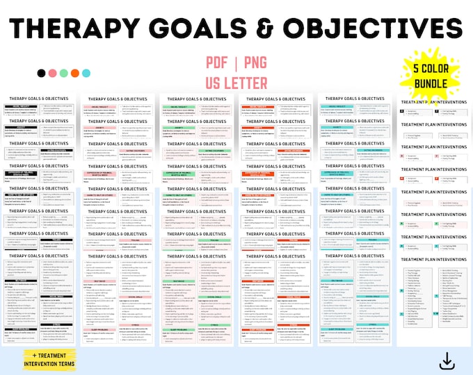 Therapy Goals and Objectives Bundle, Clinical Therapy Notes, Therapist ...