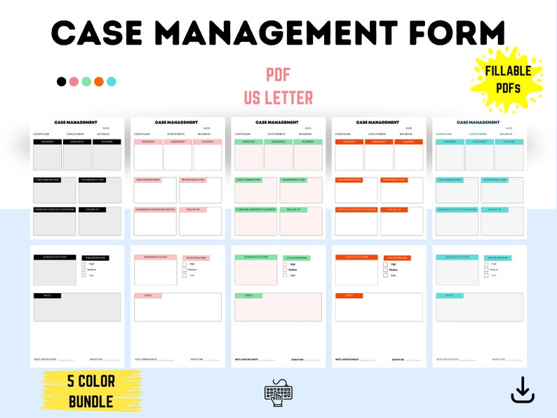 Fillable Case Management Form Bundle | Client Documentation (PDF ...
