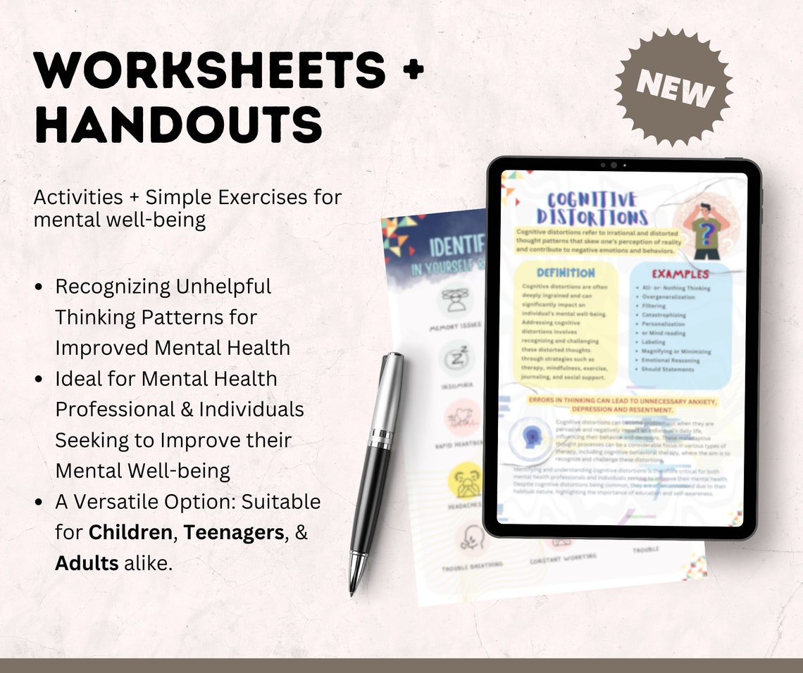 Cognitive Distortions Therapy Worksheets, Challenge Unhelpful Thinking ...