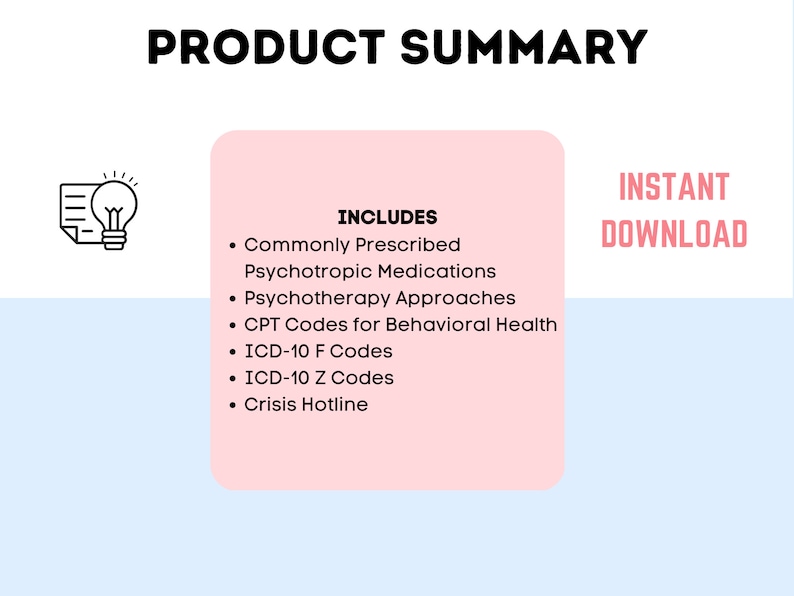 Psychotherapy Notes, Therapist Cheat Sheets, CPT Codes, Icd-10,mental ...