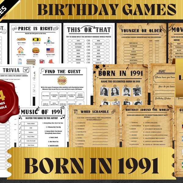 1991 Birthday Poster - Etsy