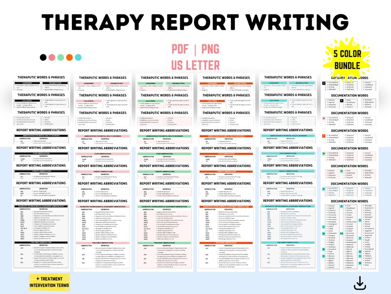Therapeutic Intervention Words & Phrases for Clinical Report Writing ...