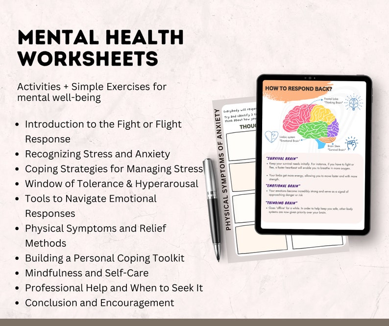 Fight or Flight Response Therapy Worksheets, Stress Management ...