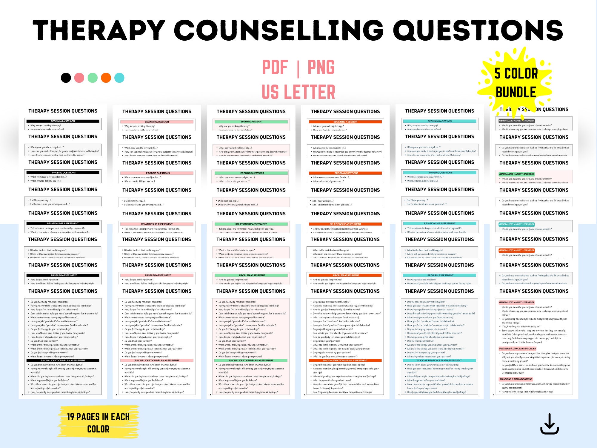 Therapy Session Questions Bundle, Therapy Clinical Tools, Therapy ...