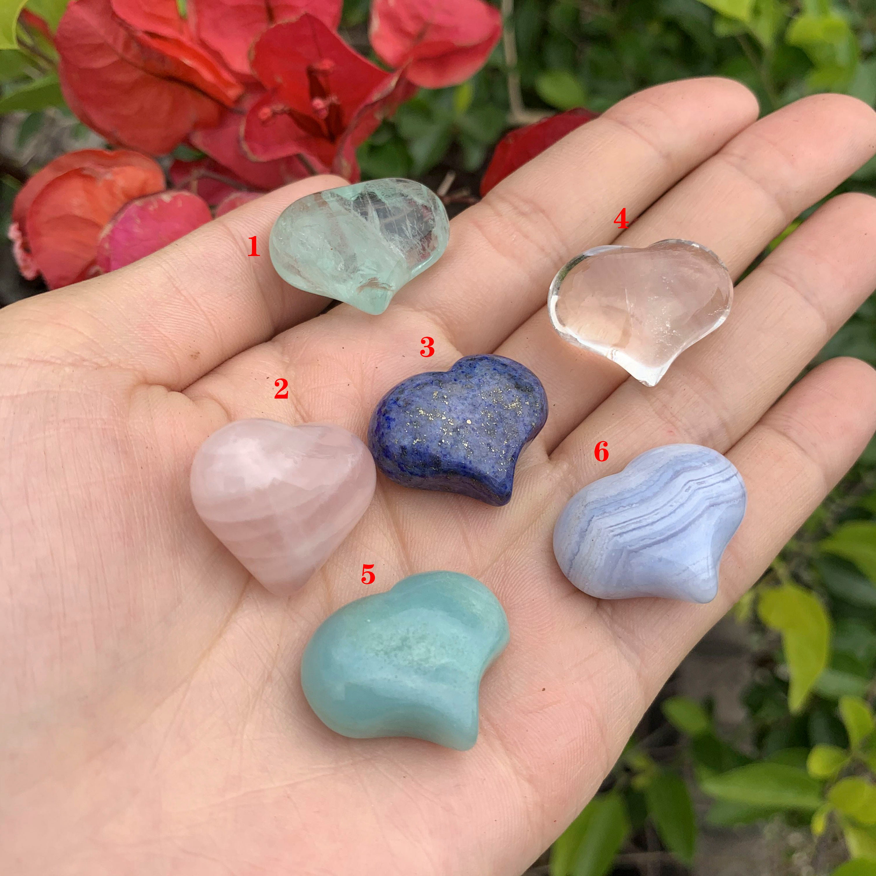 20mm Natural Crystal Heart Shape Pocket Stone Gemstone Heart | Etsy