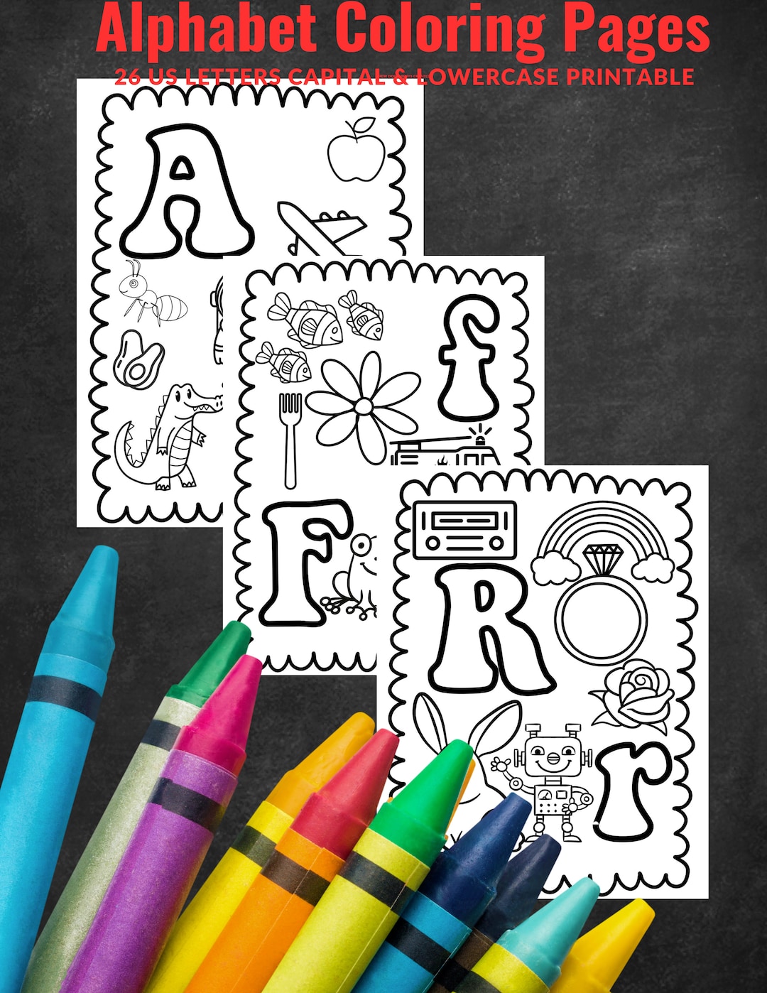 Alphabet Coloring Pages ABC 26 US Letter Printable Pages/posters ...